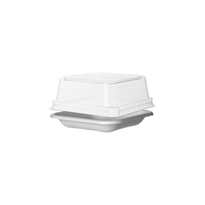 Envase 21x21cm caña de azucar + tapa PLA WORLDVIEW